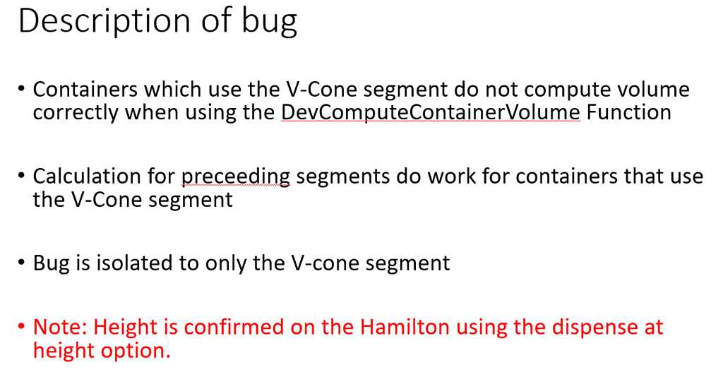 Bug report - ComputeContainerVolume - Hamilton (Venus) - Lab Automation ...