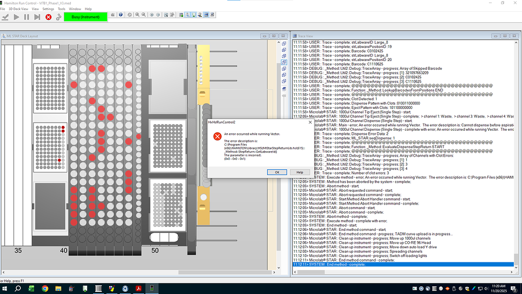 Hamilton Error: GetLabwareID() - The Parameter is incorrect - Hamilton ...